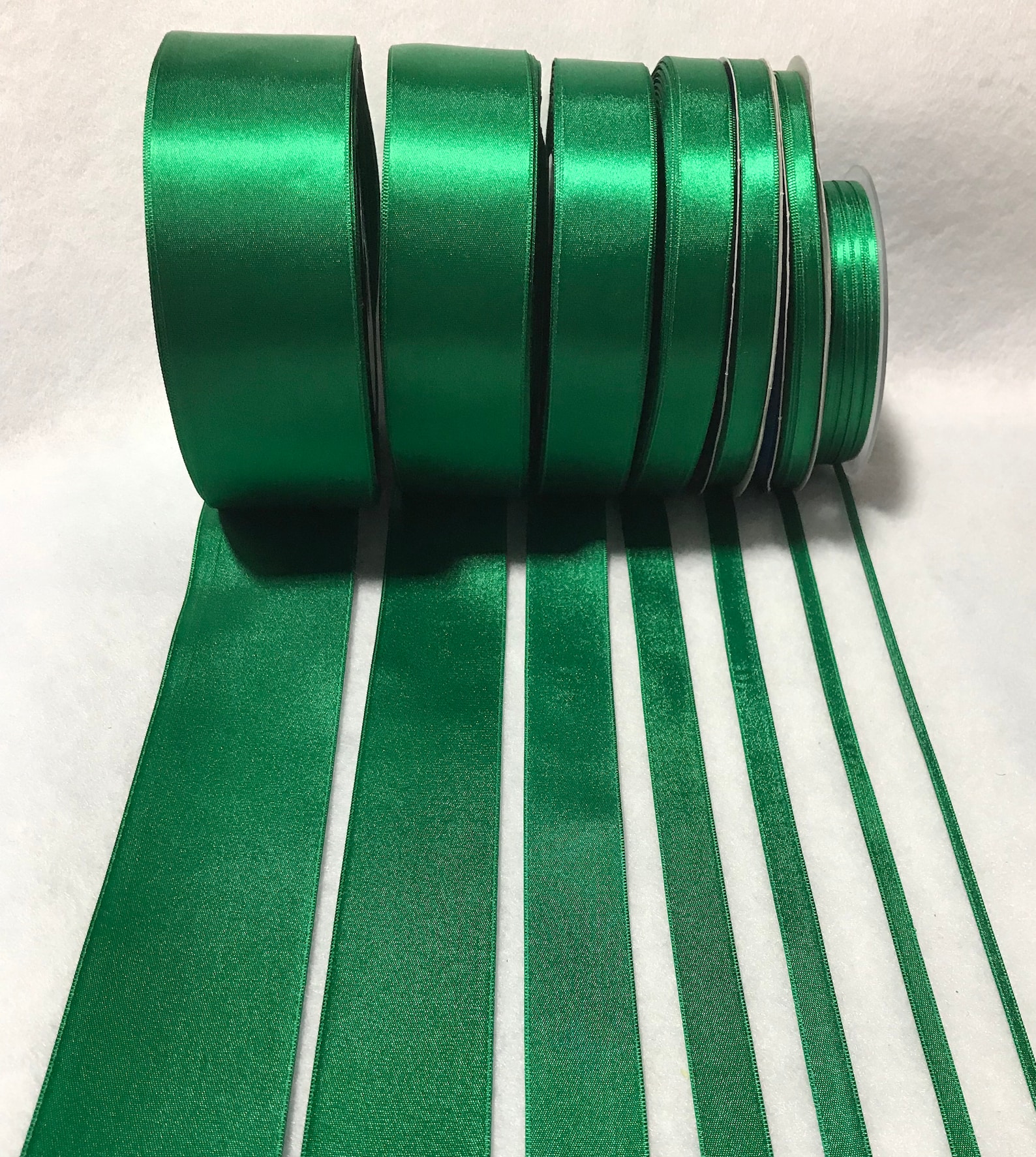 Emerald Green Double Sided Satin Ribbon - Made in France (7 Widths to ...