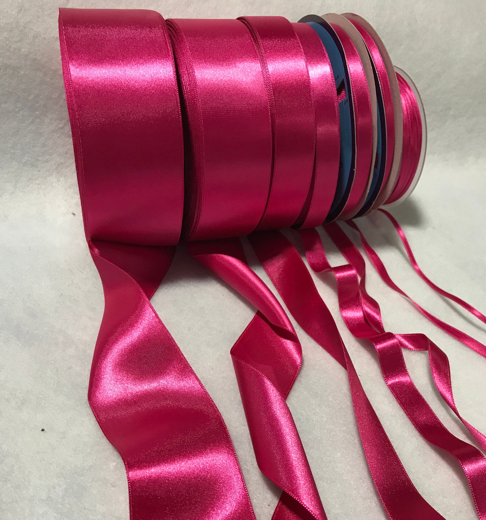 Fuchsia Pink Double Sided Satin Ribbon - Made in France (7 Widths to ...