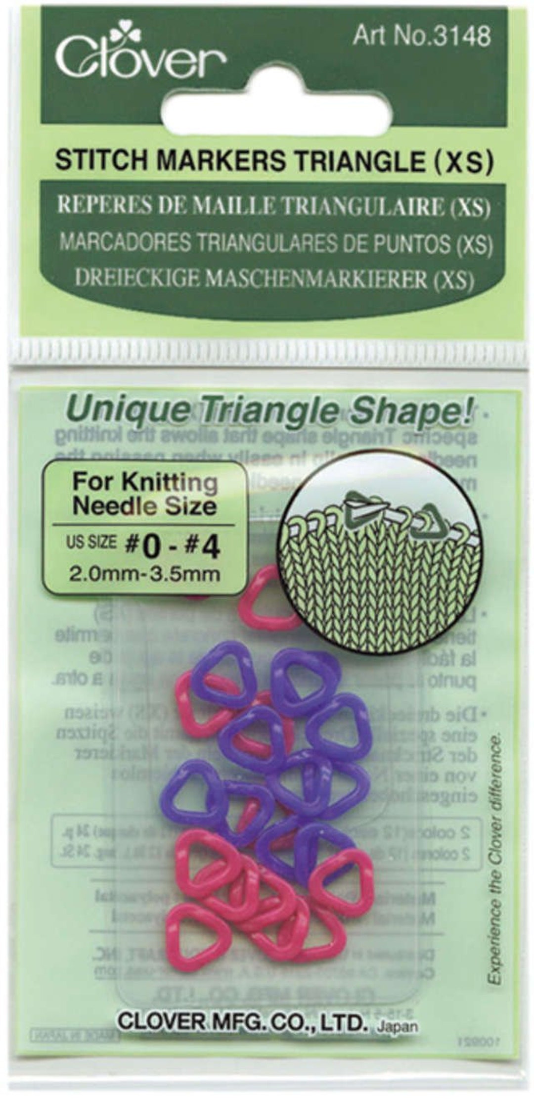 Clover 75015 Triangle Stitch Markers Xs-sizes 0-4 2 Colors 24-pkg - Etsy