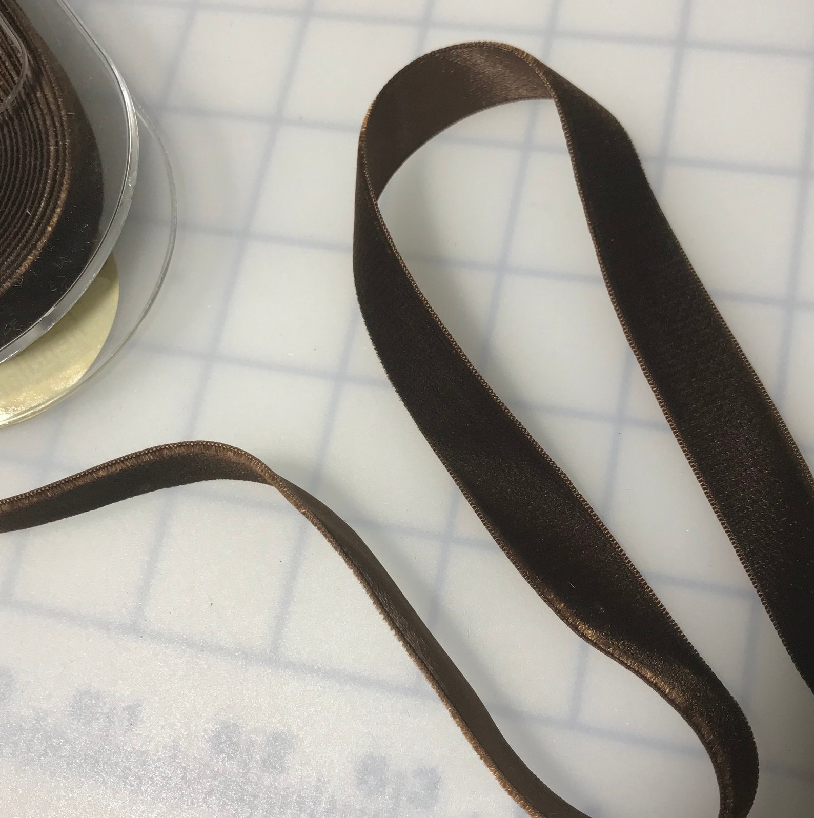 Vintage Satin Back VELVET Ribbon Chocolate Brown by the | Etsy