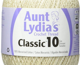 Coats Aunt Lydia's Crochet Cotton Thread Size 30 Extra Fine, Natural ...