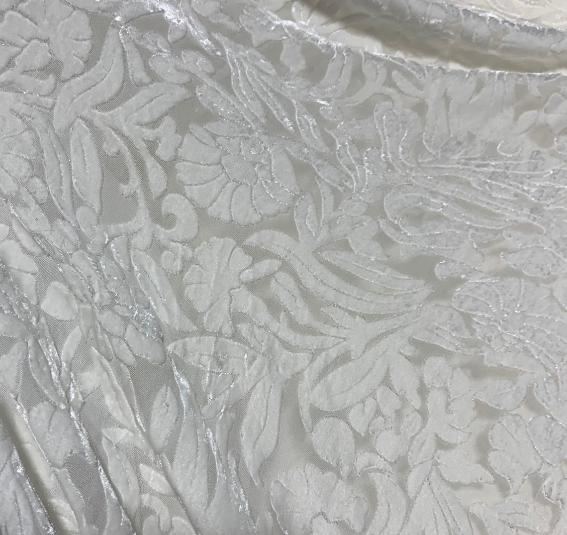 White FLORAL Burnout Silk Velvet Fabric - Etsy