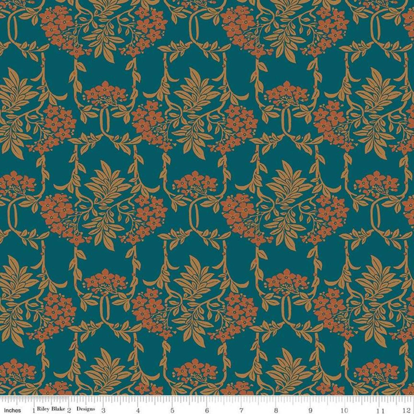 Nouveau Mayflower Dark Green the Hesketh House Collection - Liberty of ...