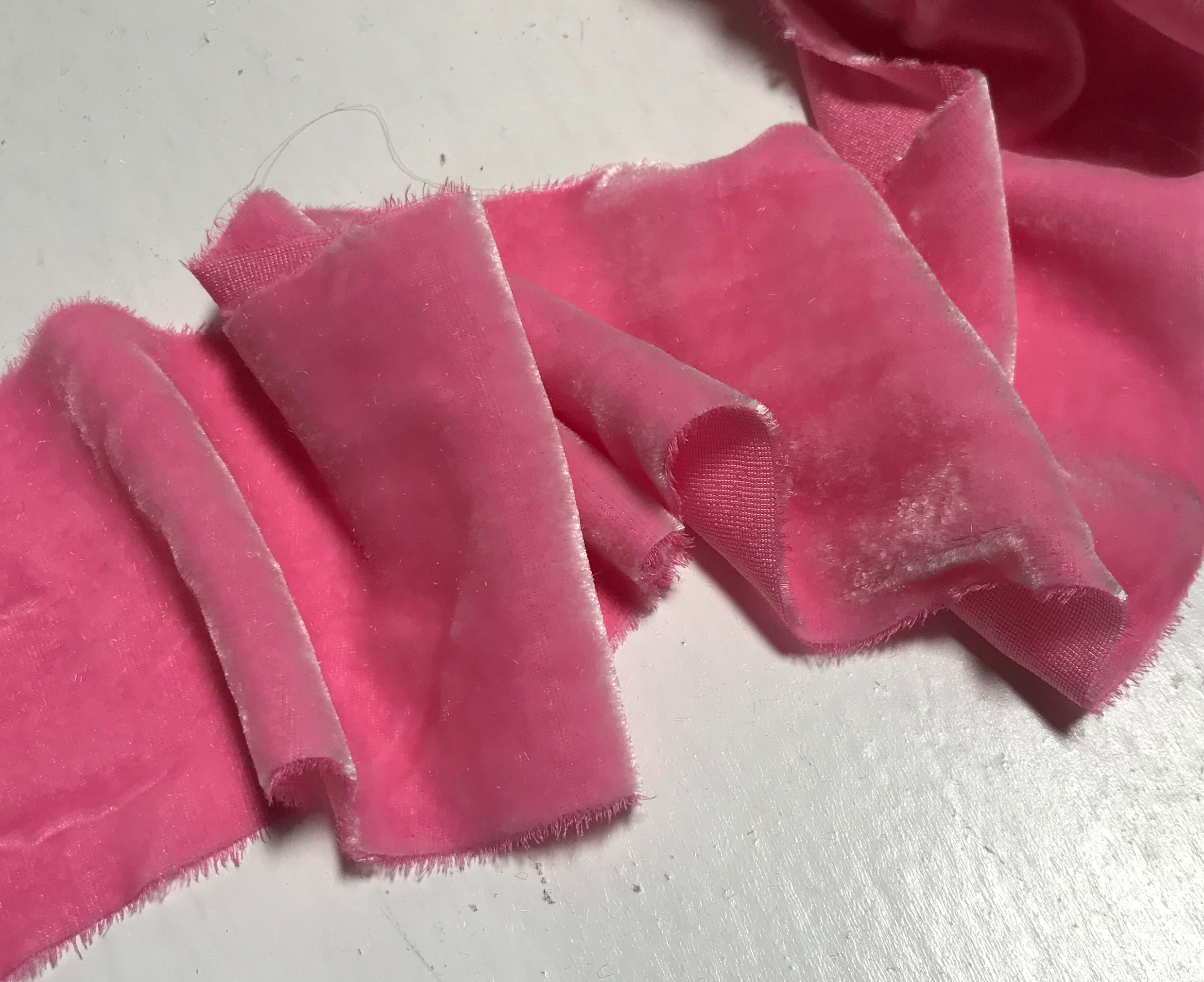 Hand Dyed Ballerina Pink Silk Velvet Ribbon ( 4 Widths to Choose From ...