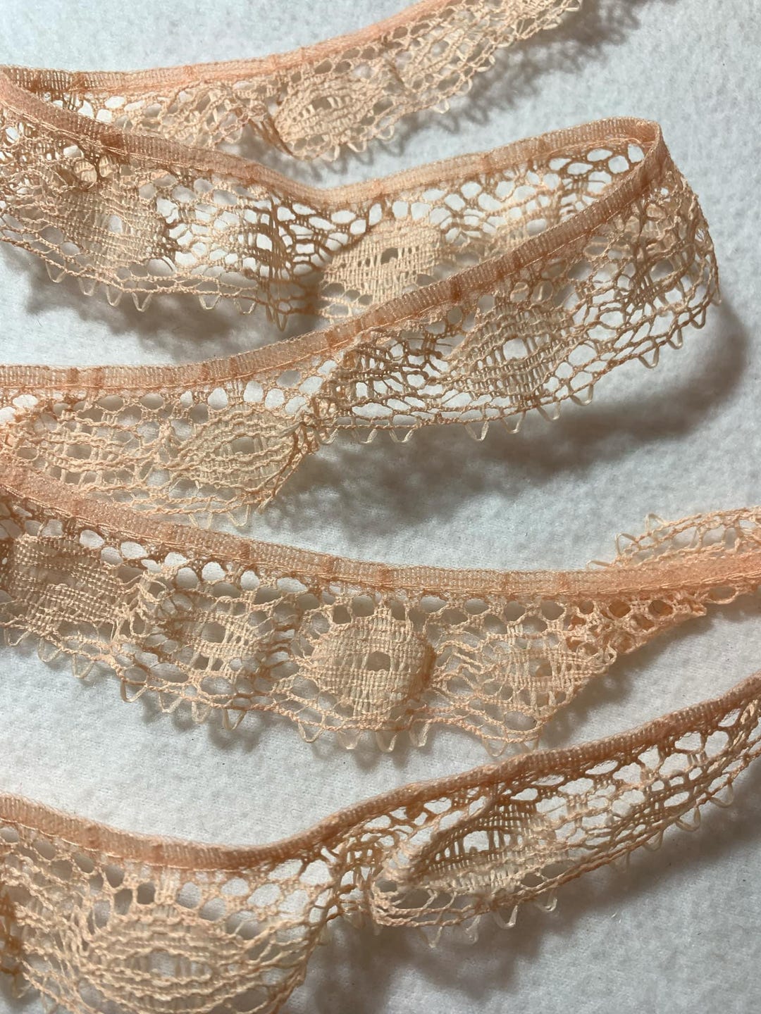 Vintage Peach Ruffle Border Lace Trim 1-3/8" Wide X 2 Yards - Etsy