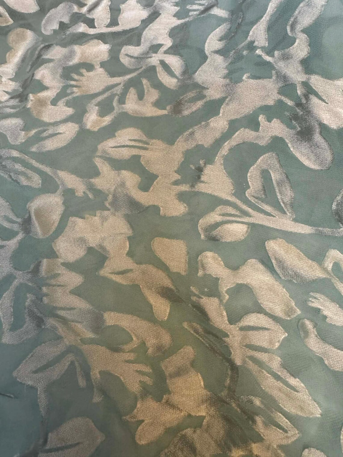 Burnout Devore Satin - Robin's Egg Hand Dyed Floral Fabric 1/4 Yard ...