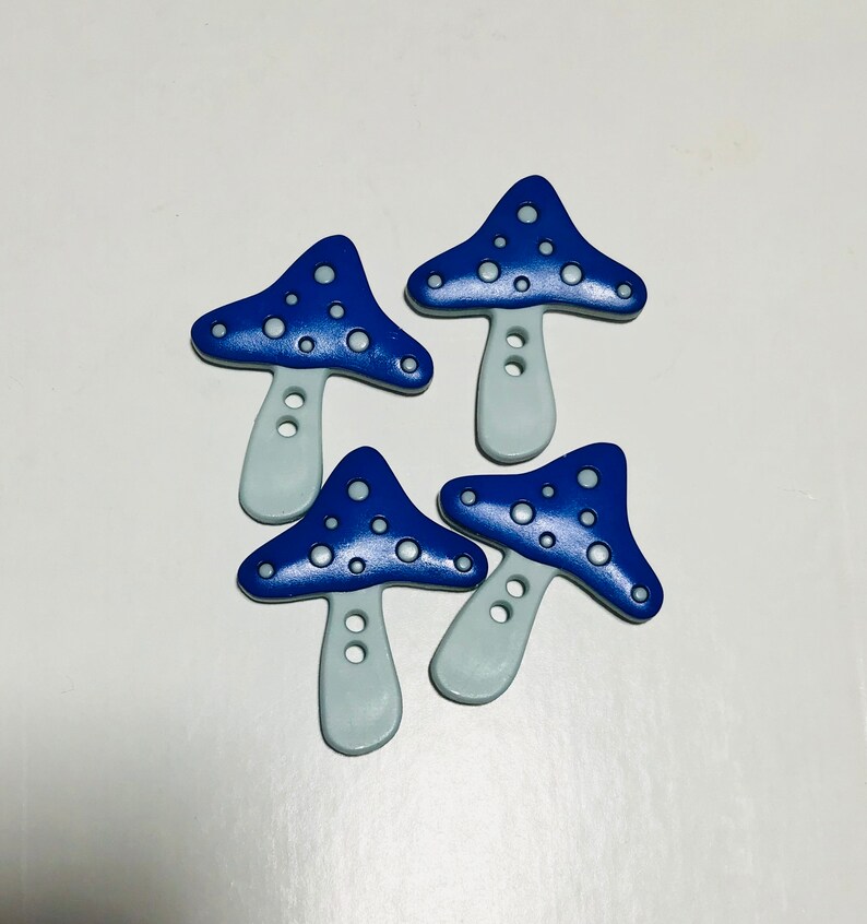 Blue Mushroom Plastic Button 25mm / 1 Dill Buttons | Etsy