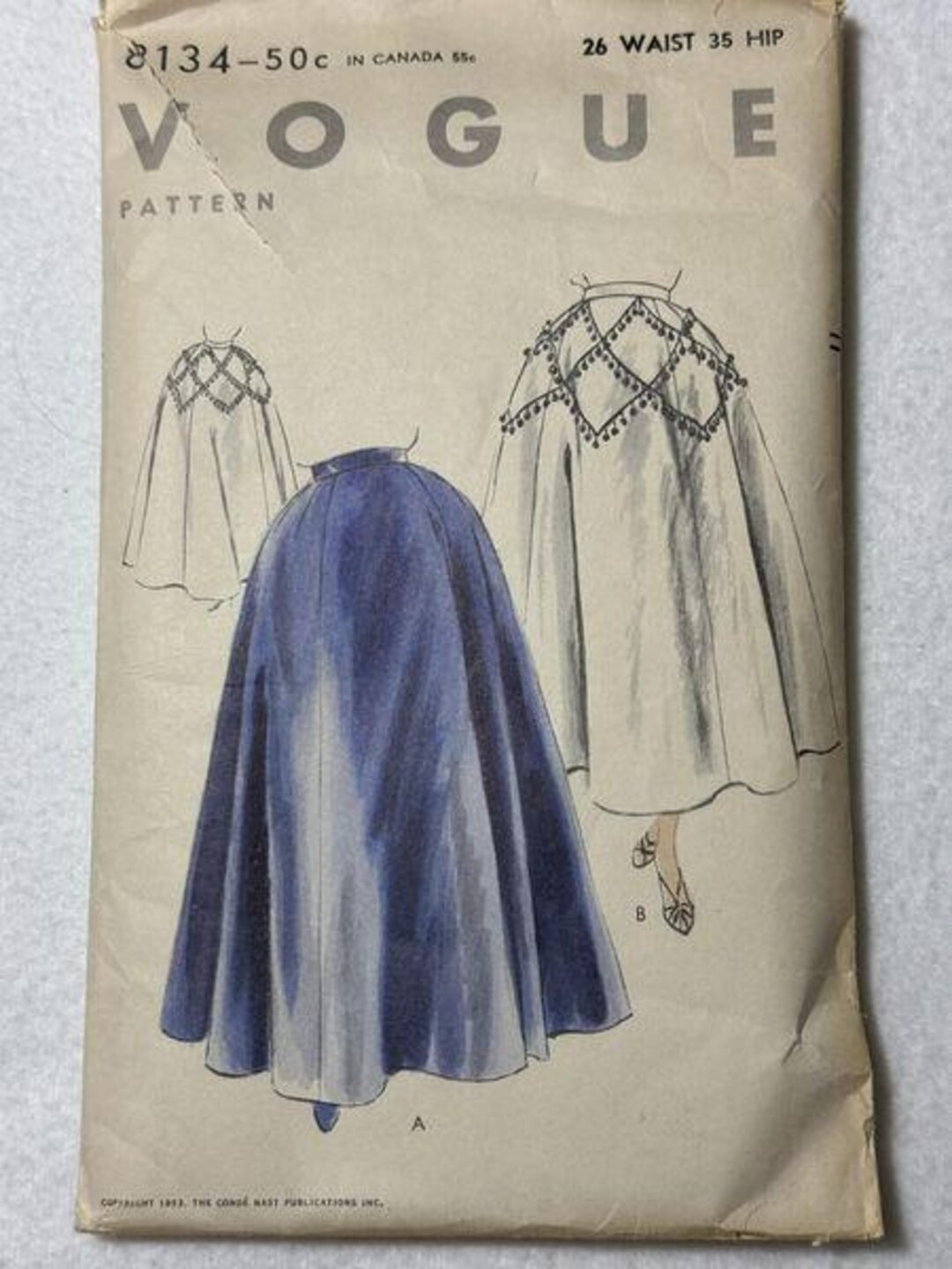 Vogue Skirt Pattern #8134 Dated 1953 Size 26 Waist, 35 Hips - Etsy