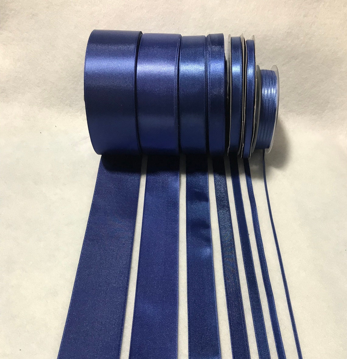 Dark Blue Double Sided Satin Ribbon Made in France 7 Widths - Etsy