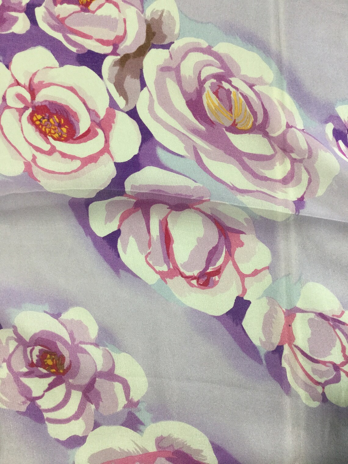Purple Roses Silk Chiffon Fabric - Etsy