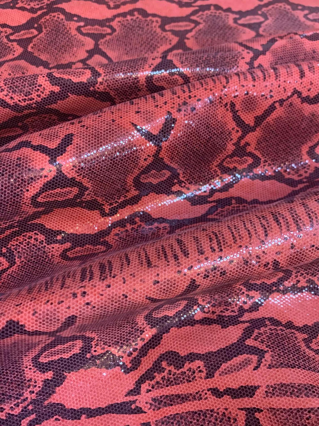 Red & Black SNAKESKIN Lambskin Leather Whole Hide 8.2 Square Feet - Etsy