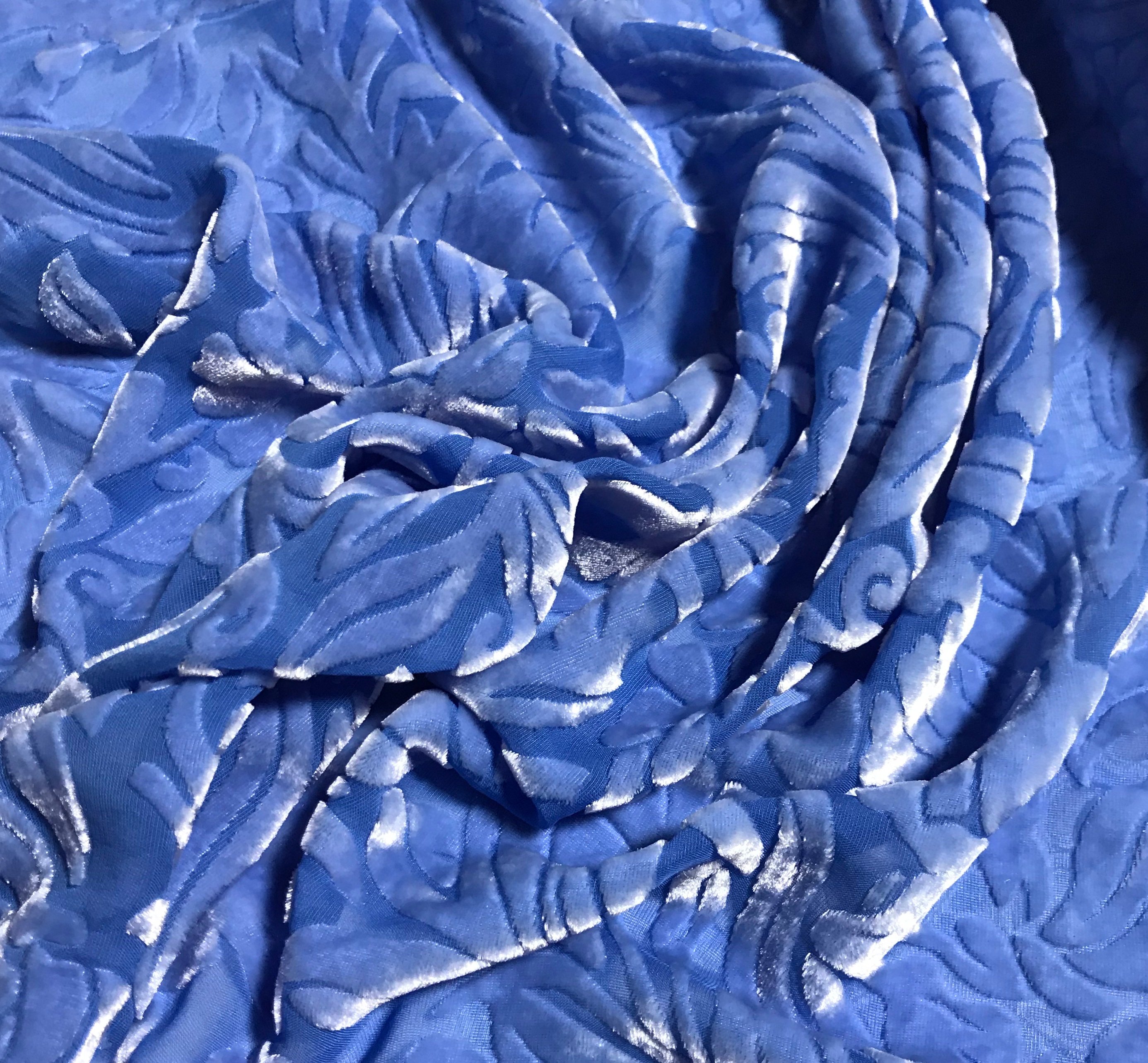 PERIWINKLE BLUE Floral Burnout Hand Dyed Silk Velvet Fabric - Etsy