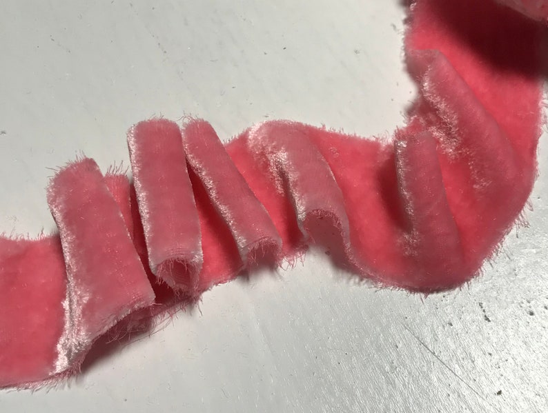 Hand Dyed Pretty Pink Silk Velvet Ribbon ( 4 Widths to Choose From) - Etsy