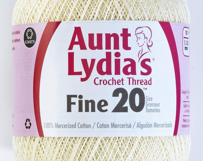 Coats Aunt Lydia's Crochet Cotton Thread Size 20 Fine, Natural (181-226 ...