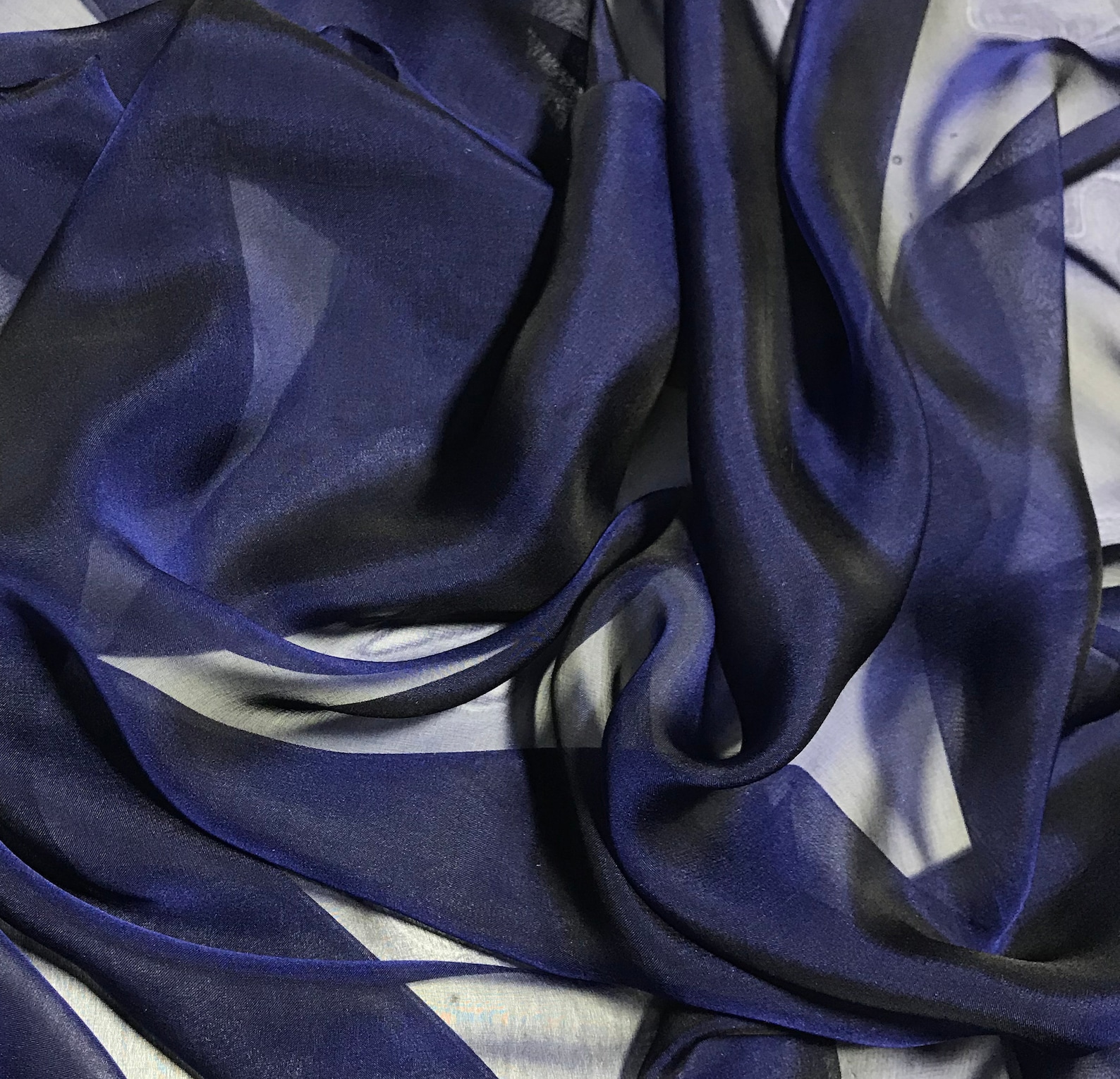 Marine Blue Iridescent Silk Chiffon Fabric - Etsy