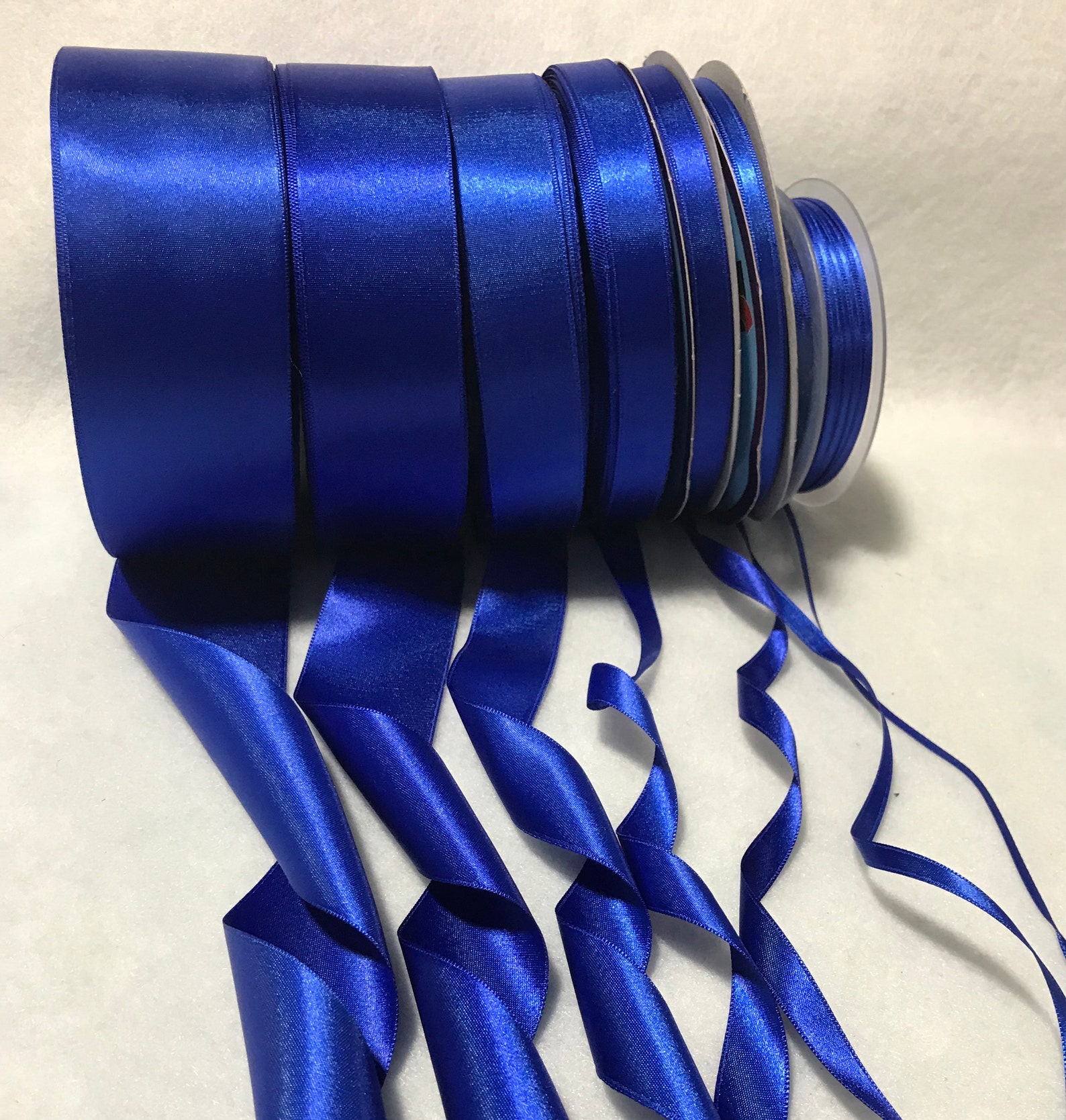 Royal Blue Double Sided Satin Ribbon - Made in France (7 Widths to ...