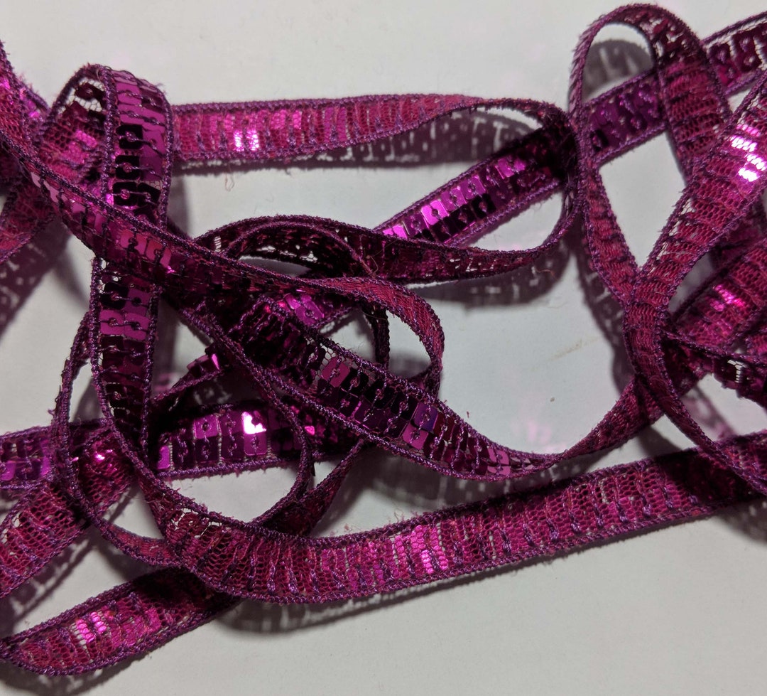 MAGENTA French Metallic Double Row Sequin Ribbon (10mm/ 3/8" Wide) - Etsy