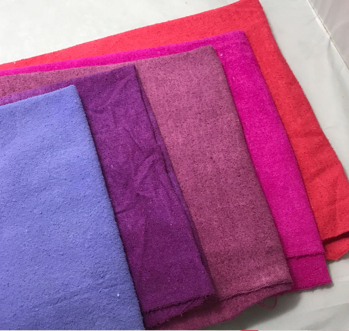 Purple & Pink Sample Set Hand Dyed Silk Noil Fabric | Etsy