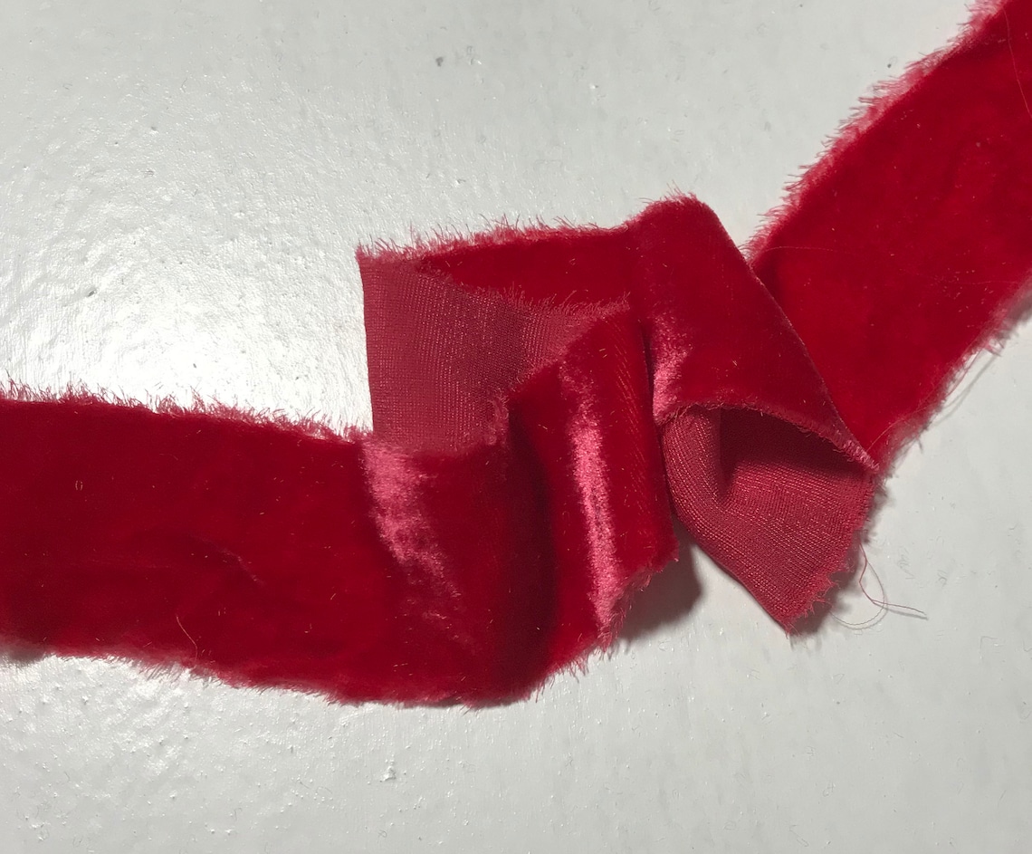 Hand Dyed Poinsettia Red Silk Velvet Ribbon 4 Widths to | Etsy