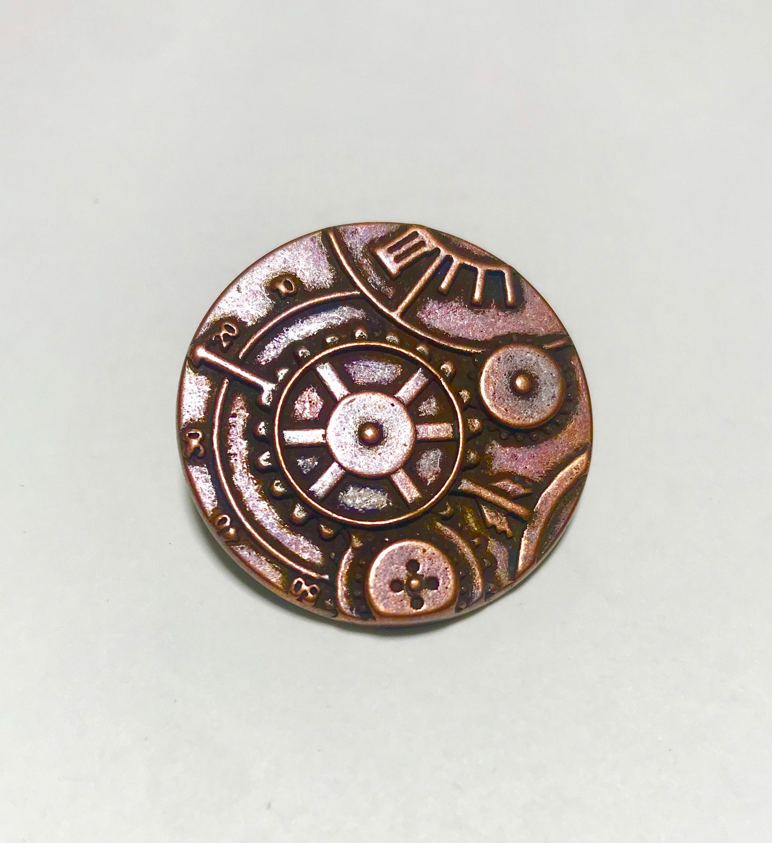 Copper Steampunk Gears Metal Button - 30mm / 1 3/8 Inch - Dill Buttons ...