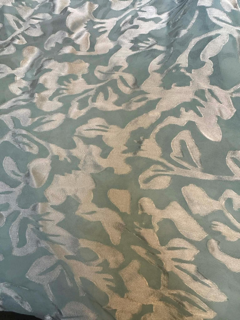 Burnout Devore Satin - Robin's Egg Hand Dyed Floral Fabric 1/4 Yard ...