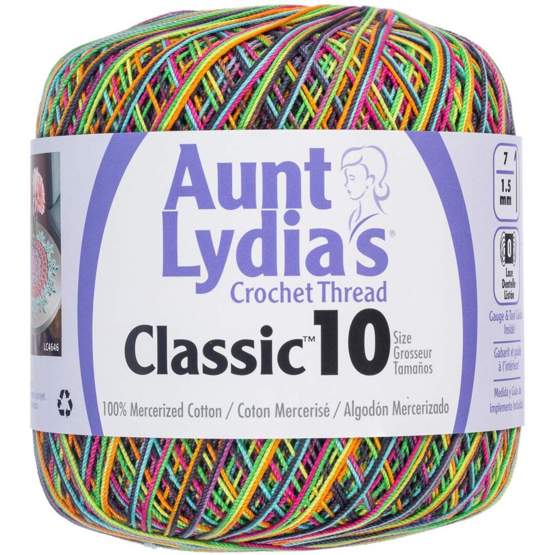 Coats Aunt Lydia's Crochet Cotton Thread Classic Size 10, Blacklight ...