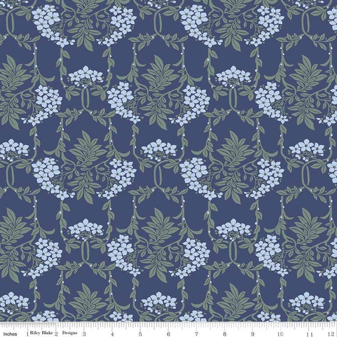 Nouveau Mayflower Blue the Hesketh House Collection - Liberty of London ...