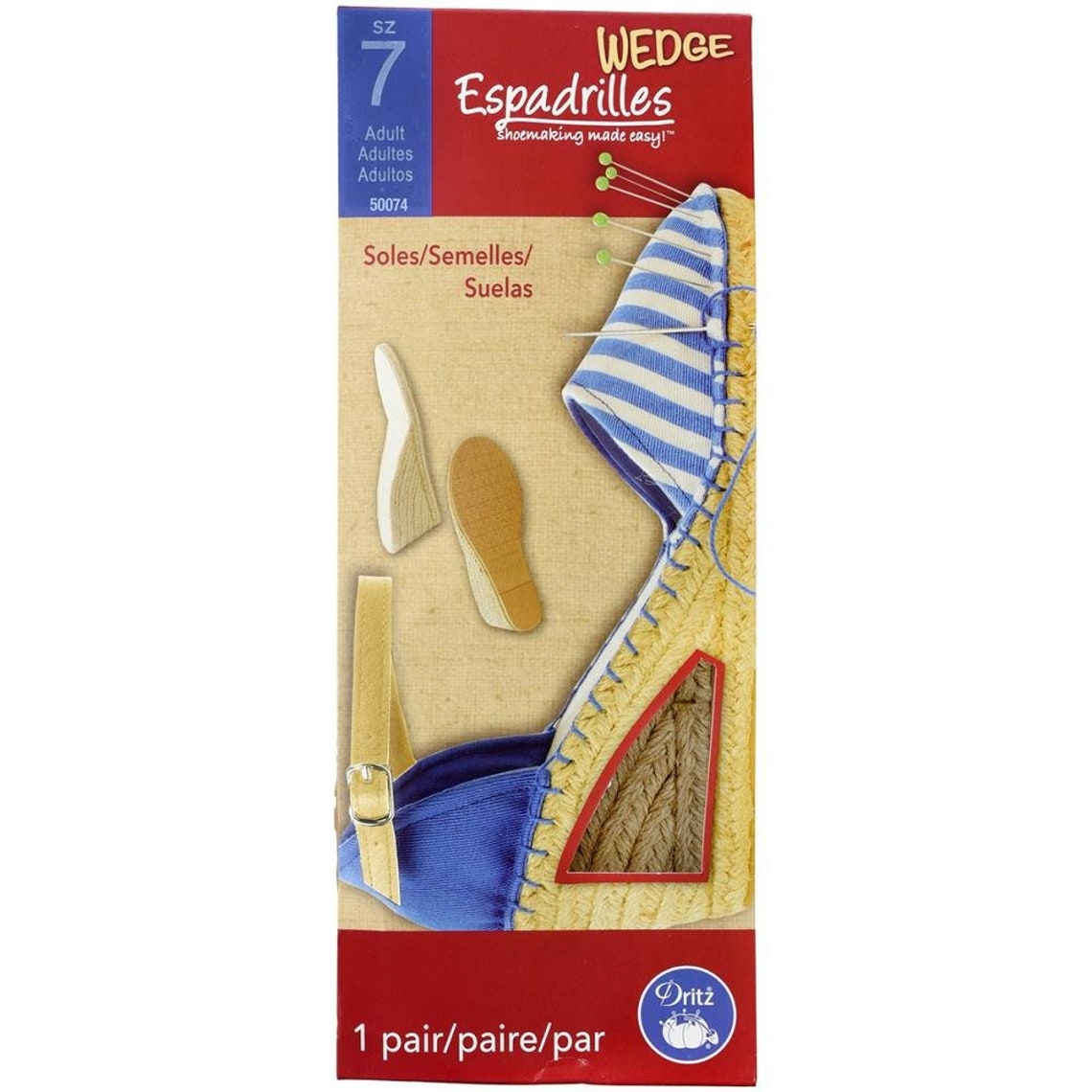 Dritz Espadrille Adult Wedge Soles KIT Size 6 - Etsy