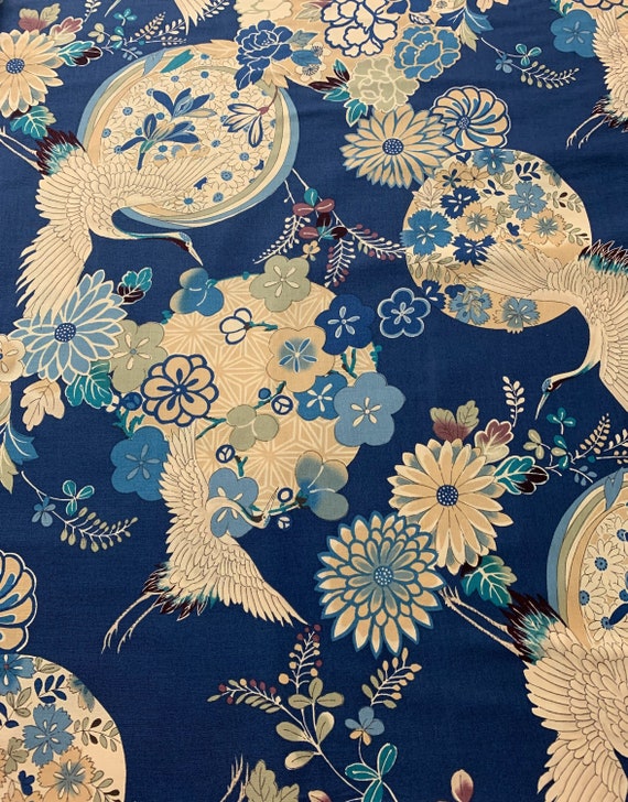 Blue Cranes Classic Japanese Kokka Japan Cotton Sheeting - Etsy