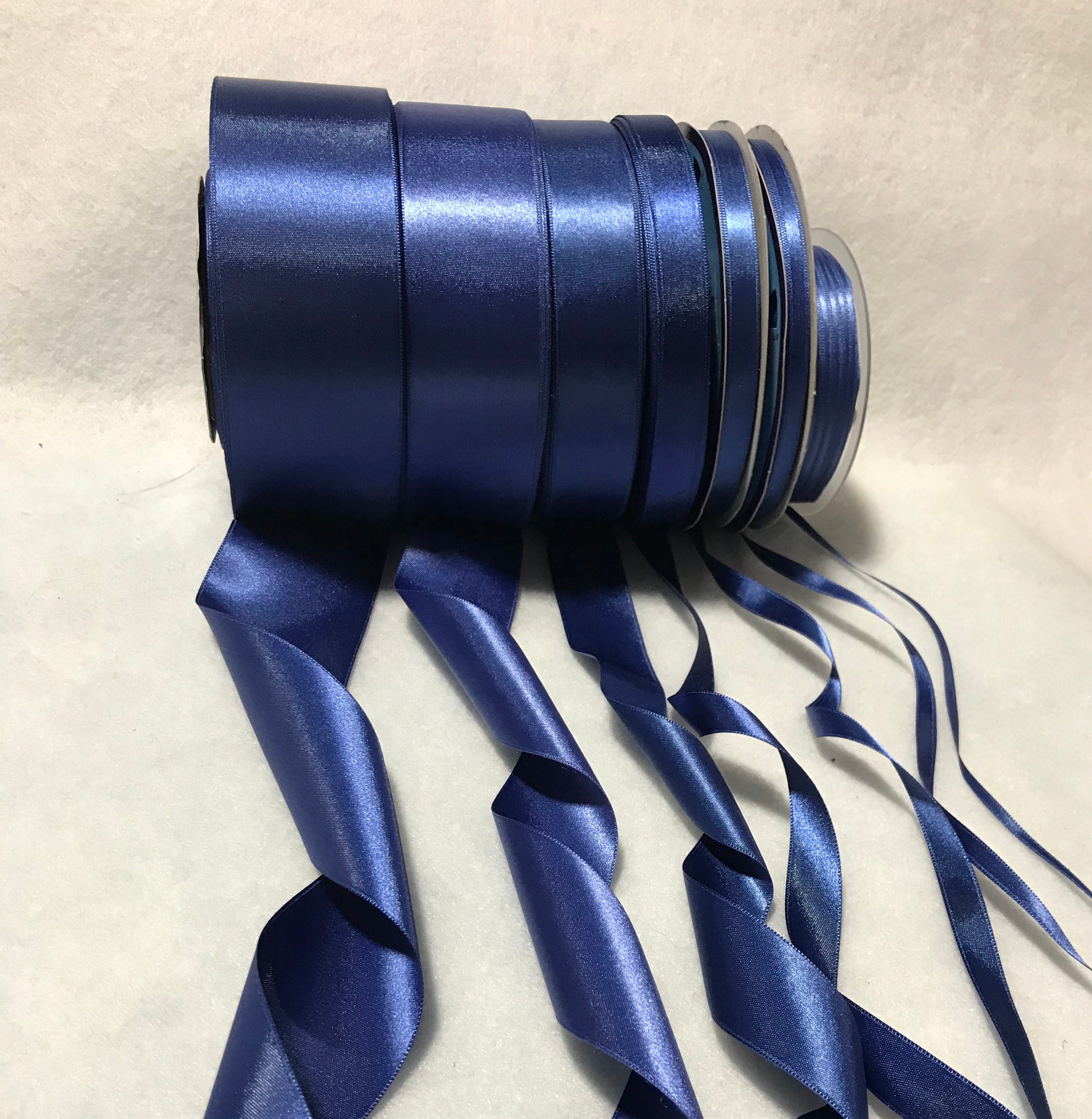 Dark Blue Double Sided Satin Ribbon Made in France 7 Widths - Etsy