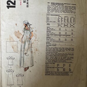 Vintage 1970's Vogue 1253 Focus on Embroidery Dress Pattern Size Large ...