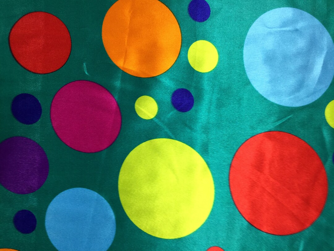 Bright Multi Colored Polka Dots - Faux Silk Charmeuse Satin Fabric - Etsy