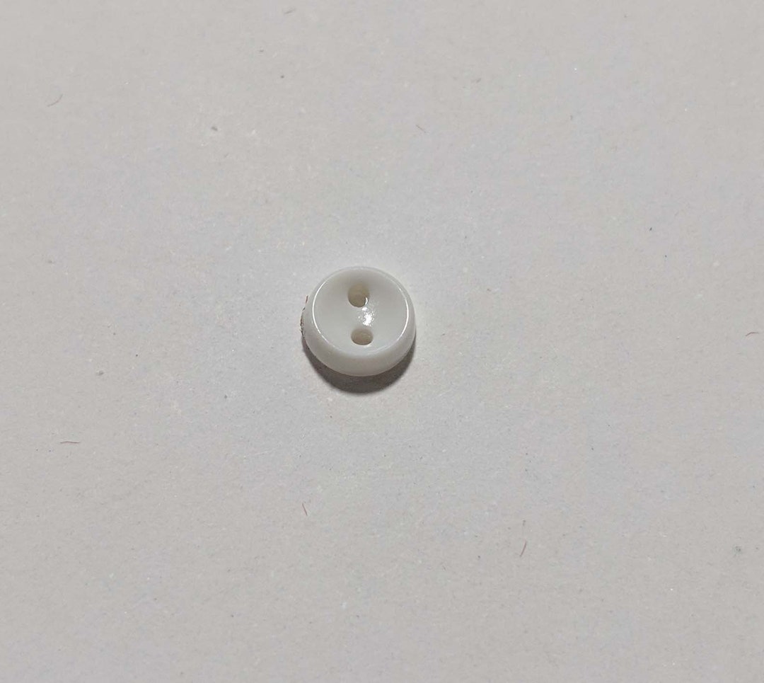 White Tiny Baby or Doll 2 Hole Plastic Button -7mm / 1/4 Inch - Dill ...