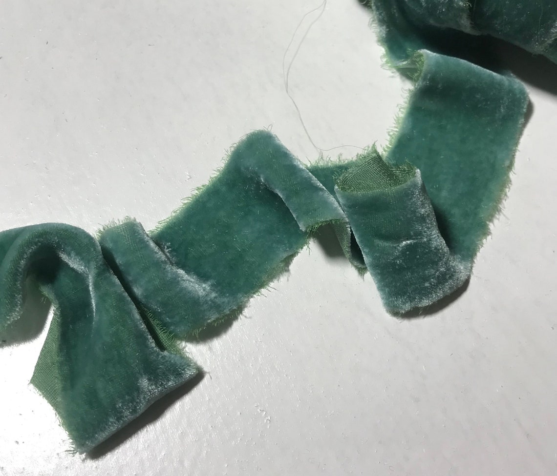 Hand Dyed Sage Green Silk Velvet Ribbon 4 Widths to Choose - Etsy
