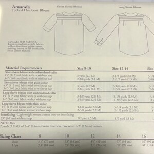 Amanda Tucked Blouse Size Ladies 8-18 Heirloom Sewing Pattern - Etsy