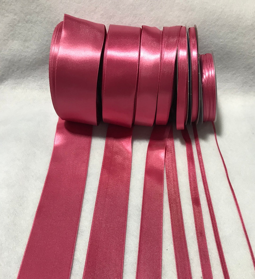Rose Pink Double Sided Satin Ribbon - Made in France (7 Widths to ...