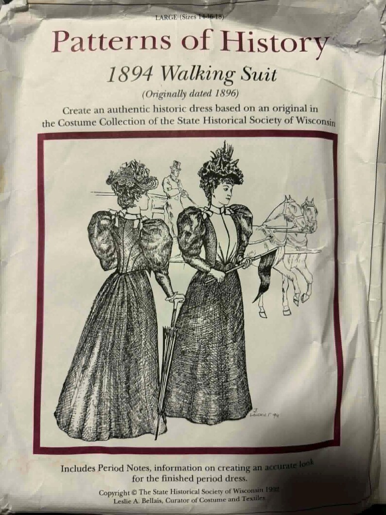 1992 Patterns of History 1894 Walking Suit Dress Size: 14,16,18 - Etsy