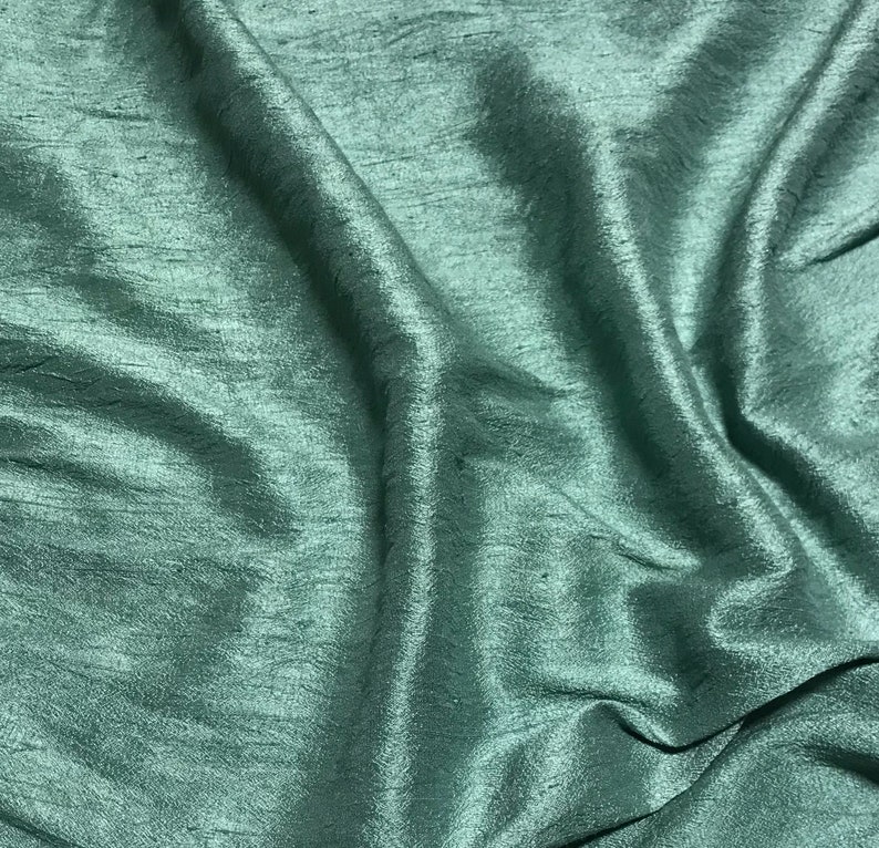 Hand Dyed Sage Green Silk Dupioni Fabric | Etsy
