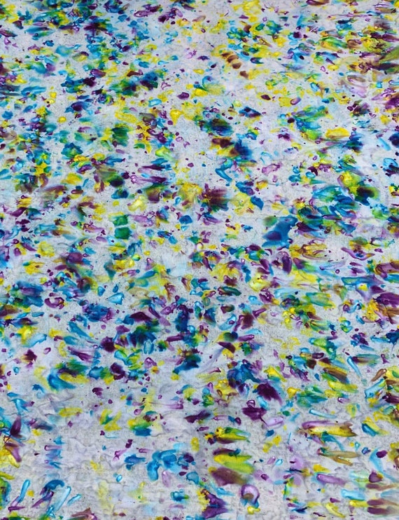Blue Yellow Purple Ink Blot Color Me Banyan Banyan Batiks | Etsy