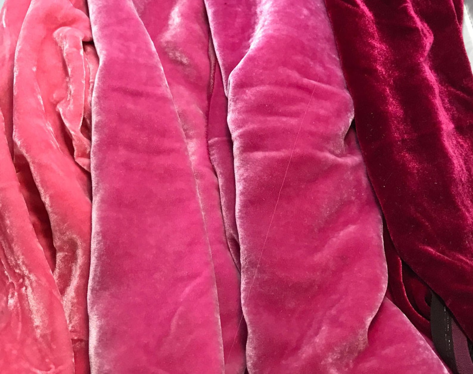 Bright Pink Sample Set Hand Dyed Silk Velvet Fabric 1/4 | Etsy