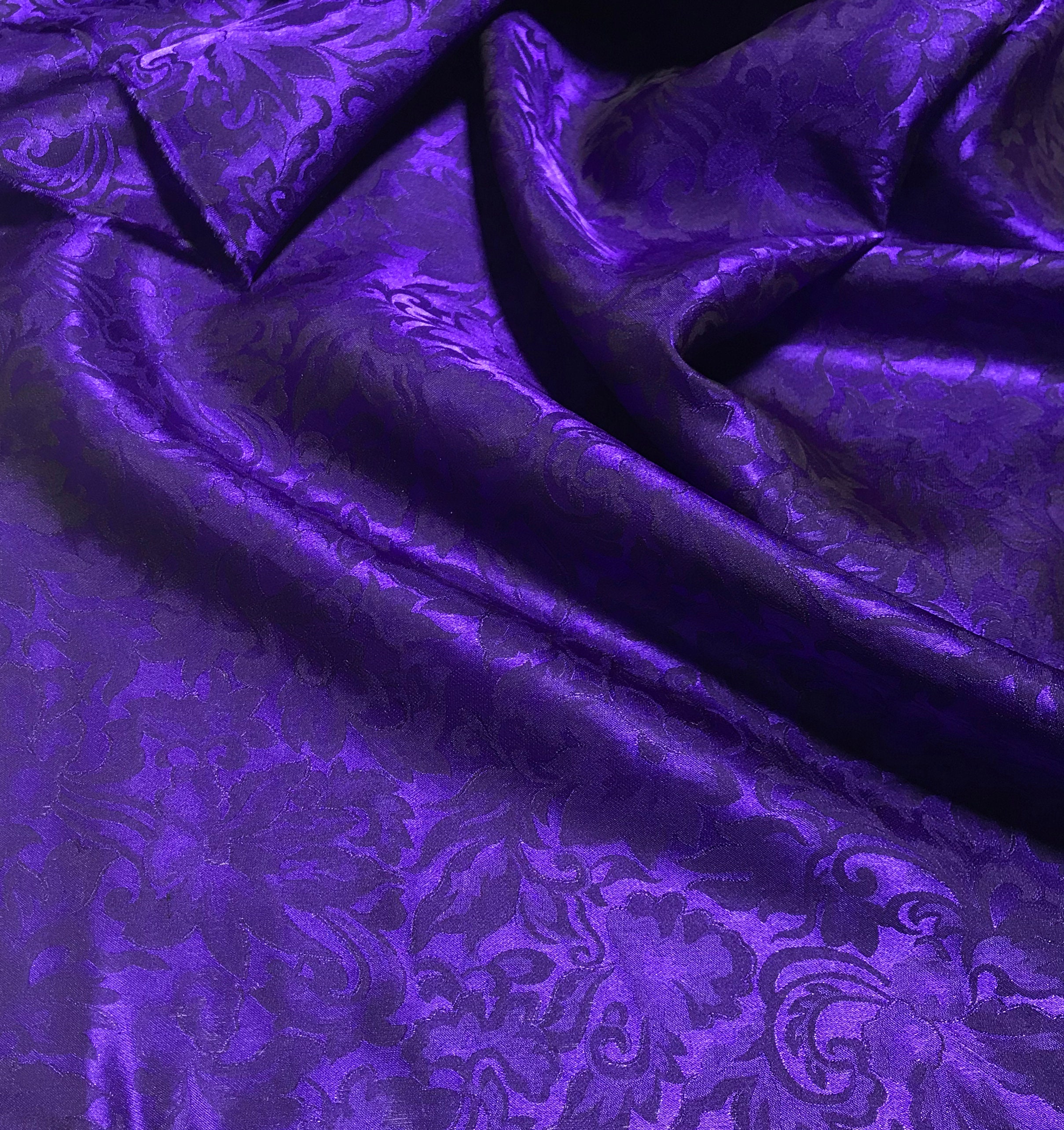 Royal Purple Baroque Scroll - Silk Jacquard Fabric - Etsy