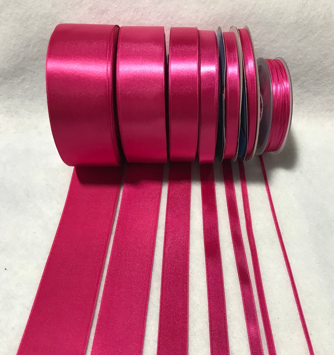 Fuchsia Pink Double Sided Satin Ribbon - Made in France (7 Widths to ...