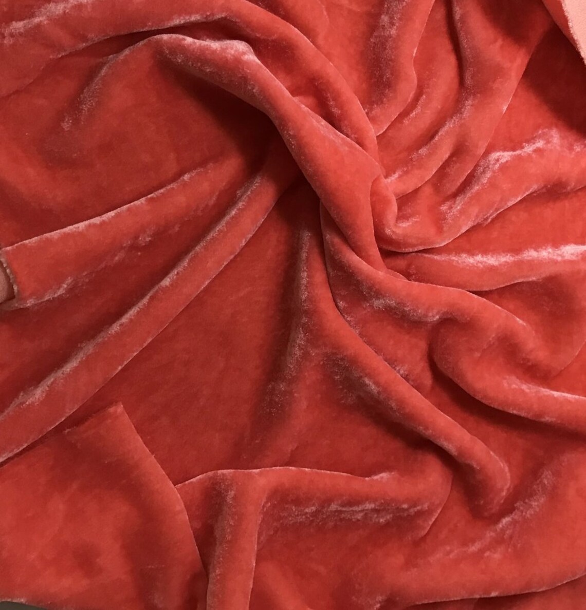 SALMON Hand Dyed Silk Velvet Fabric | Etsy
