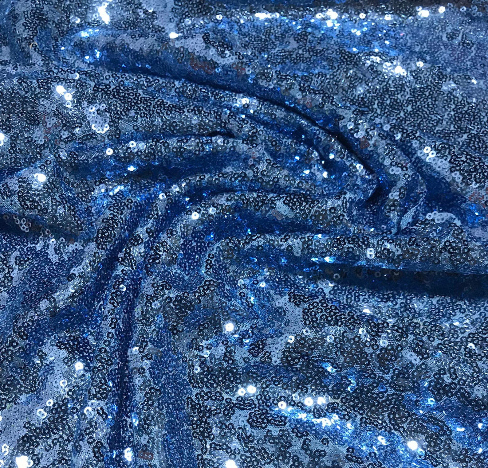 Sky Blue Sequin Spangle Sewn on Mesh Fabric - Etsy