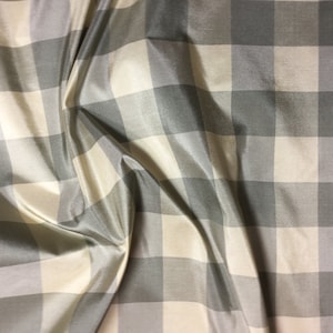 Sage & Beige Check - Silk Taffeta Fabric - Etsy