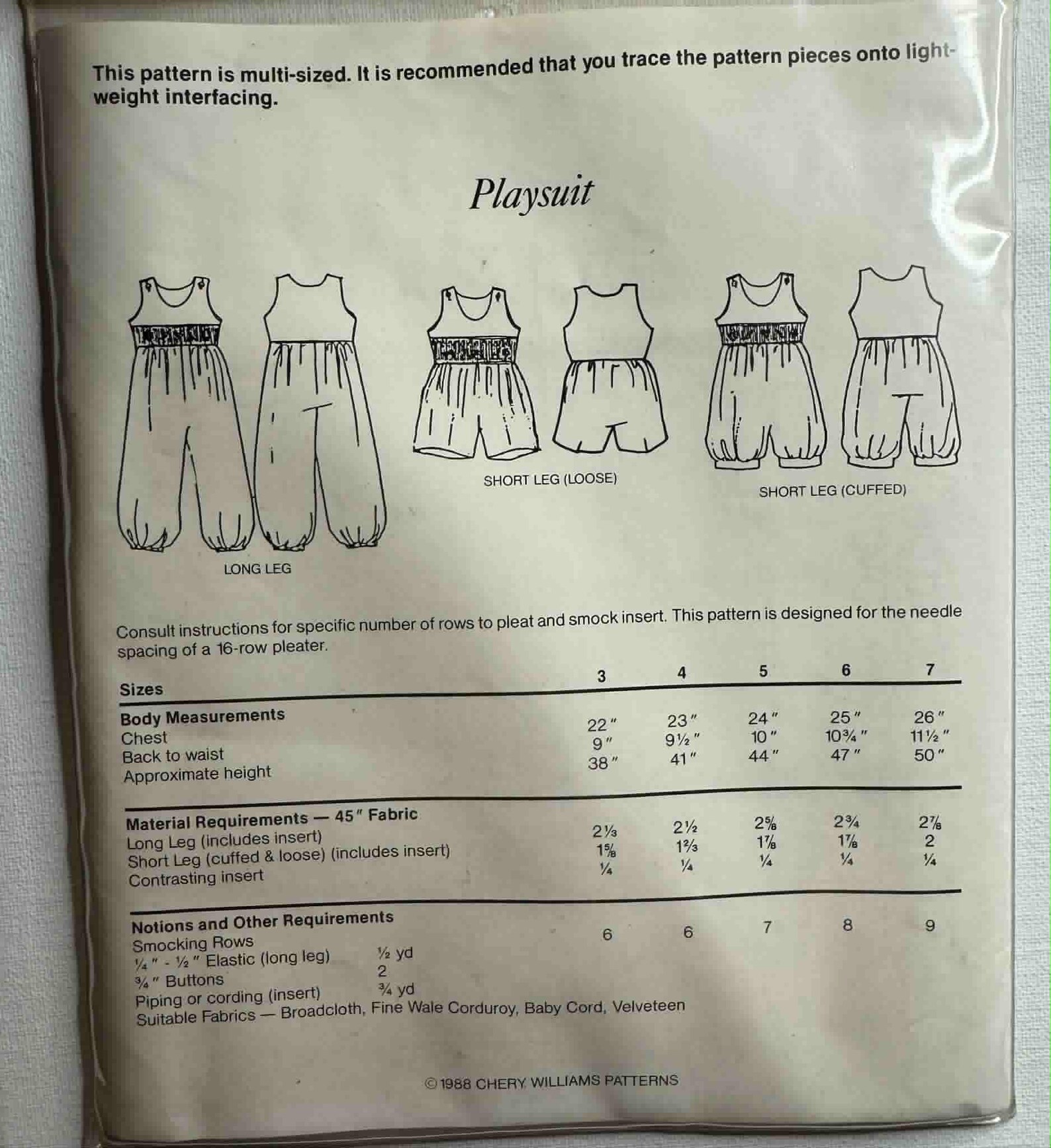 Chery Williams Heirloom Smocking Playsuit Pattern Sizes: 3,4,5,6,7 - Etsy