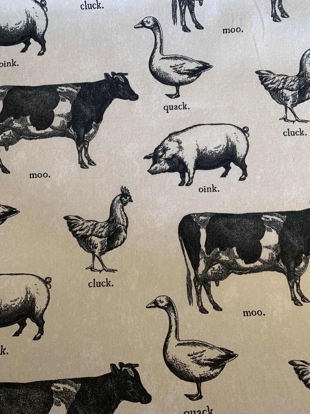 Farm Animals Cow Pig Duck Chicken - Richloom Cotton Canvas Fabric - Etsy
