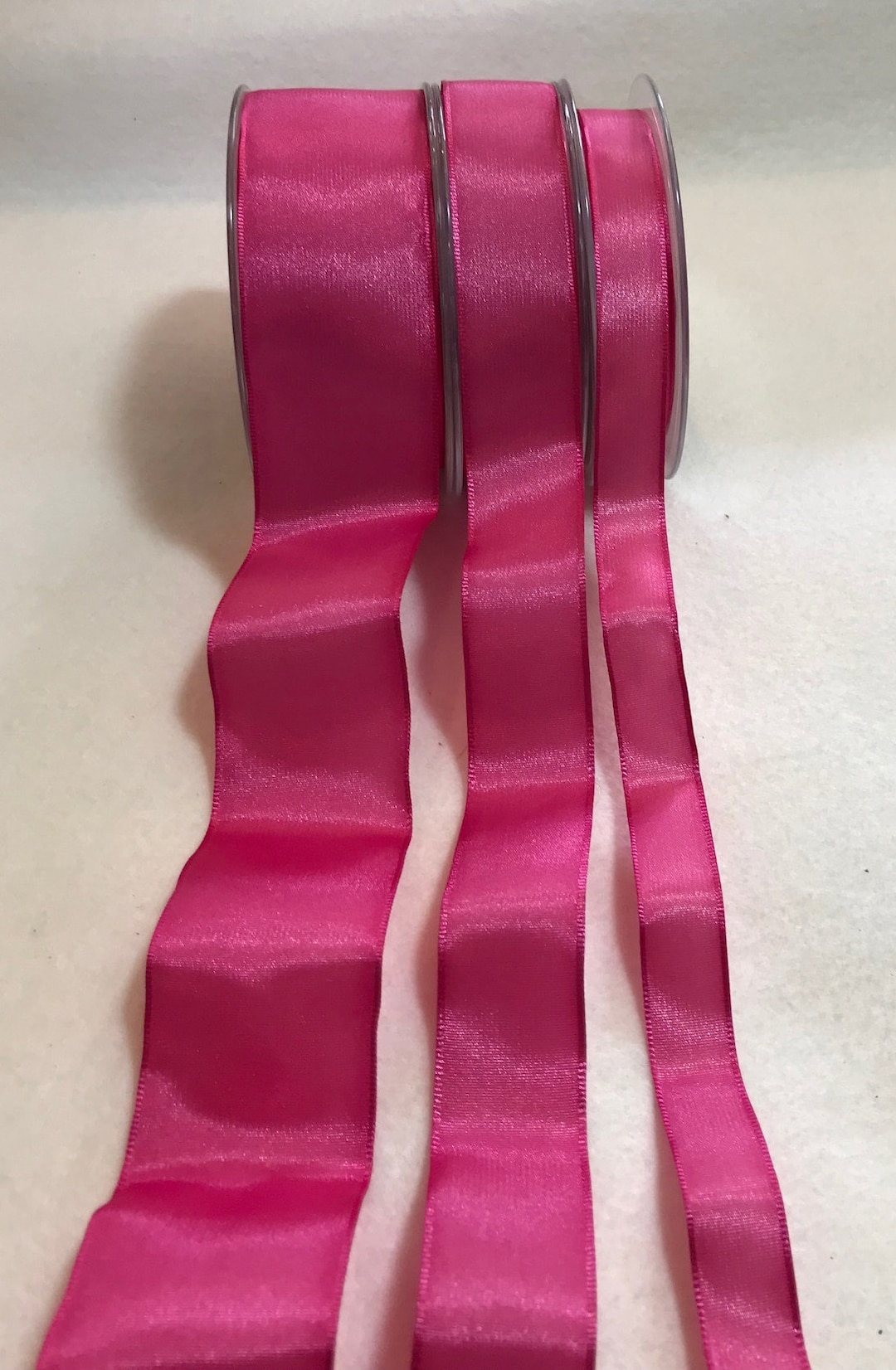 Nastro in taffetà fucsia rosa cablato - Made in France (3 larghezze tra ...