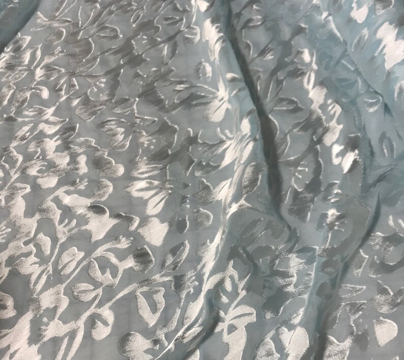 Burnout Devore Satin - Robin's Egg Hand Dyed Floral Fabric - Etsy