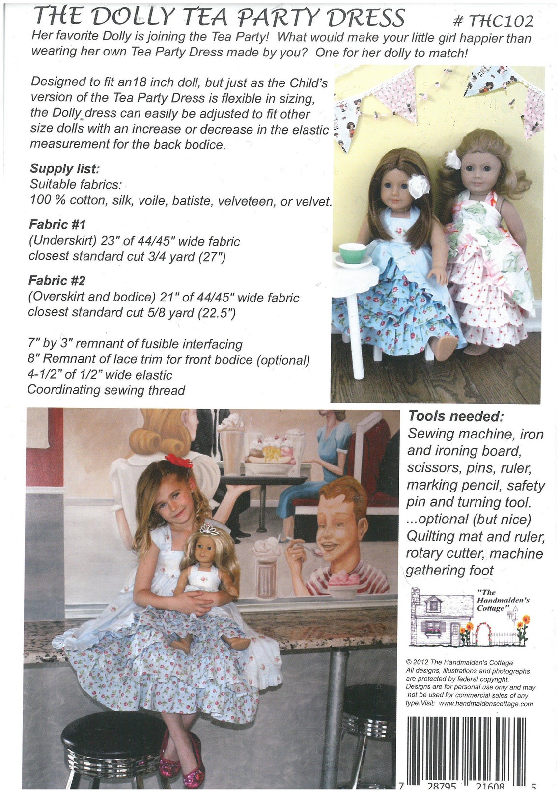 The Dolly Tea Party Dress Pattern - the Handmaidens's Cottage Doll ...
